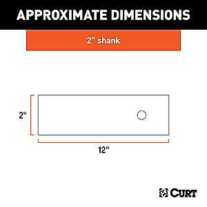 CURT 49530 2-Inch x 12-Inch Weld-On Raw Steel Trailer Hitch Bar Shank