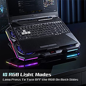 Navazip Laptop Cooling Pad with Thermoelectric Cooler and 4 Fans, Upgraded Laptop Cooler, RGB 14-18 Inches Laptop Stand, Multi-Gear Adjustment, Independent Control, Black