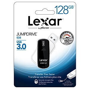 Lexar JumpDrive S35 128GB USB 3.0 Flash Drive - LJDS35-128ABNL (Black)