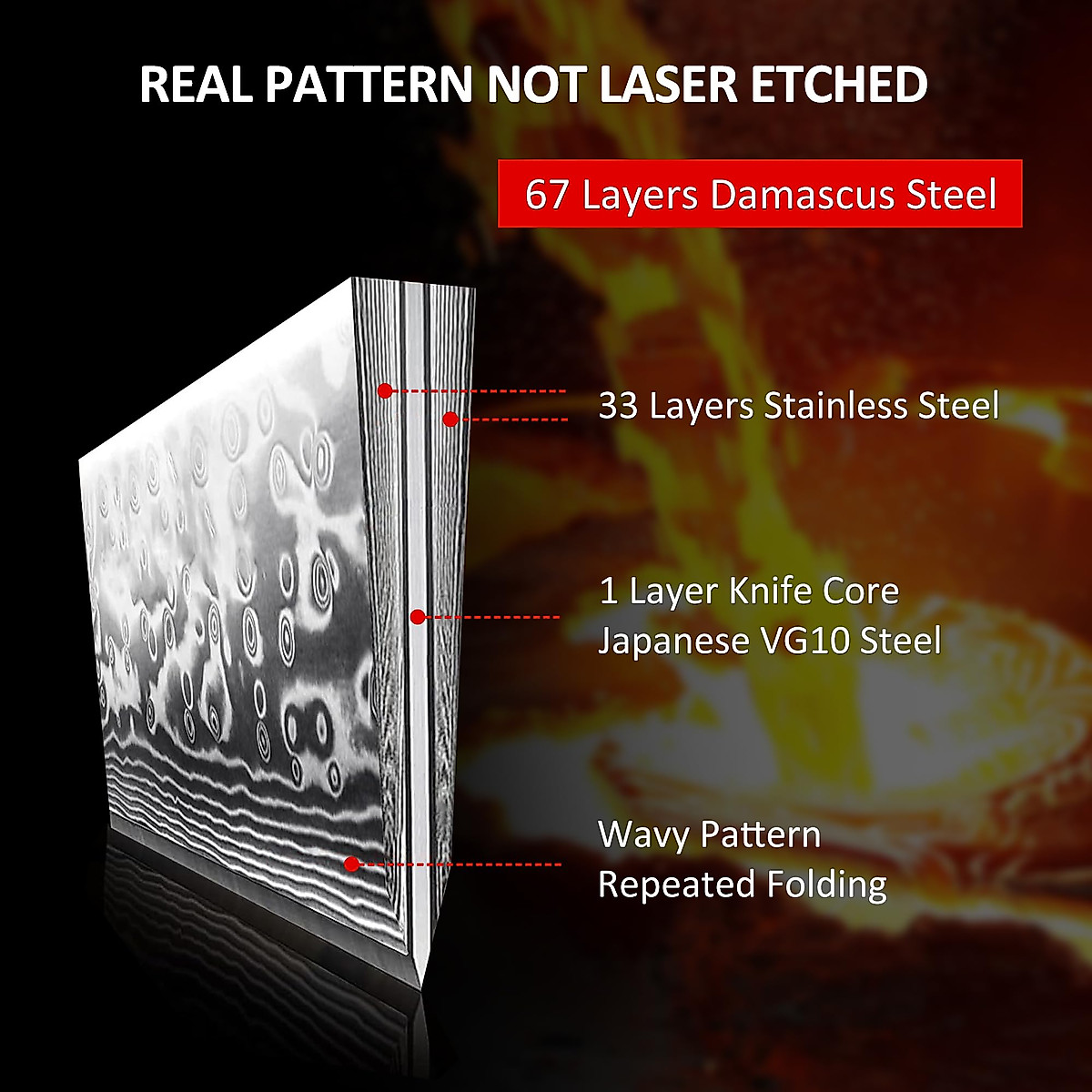 PAUDIN Damascus Chef Knife, 8 Inch Kitchen Knife, 67 Layers Damascus Steel Knife Japanese VG10 Core, Professional Chefs Knife with Ergonomic G10 Handle