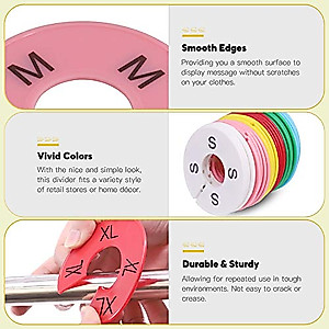 Mardatt 236Pcs Hanger Size Markers and Clothing Size Dividers for Clothes Rack Assortment Kit Including 200Pcs Hanger Size Markers 30Pcs Round Dividers 5Pcs Markers and Adhesive Labels