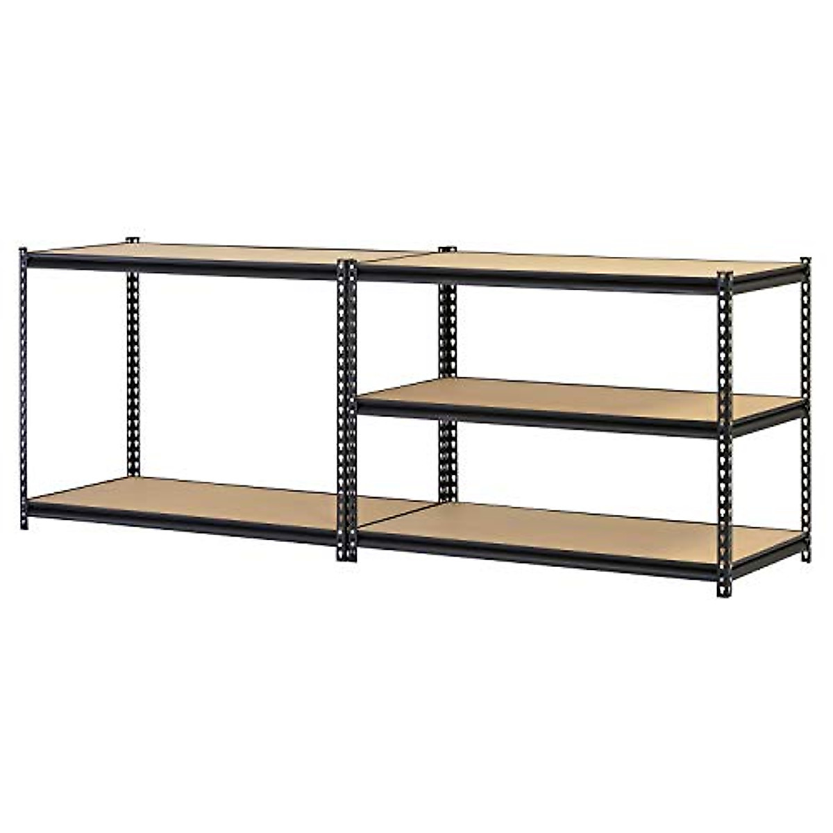 EDSAL UR245AZ-BLK Steel Storage Rack, 5 Adjustable Shelves, 4000 lb. Capacity, 72" Height x 48" Width x 24" Depth, Black (Pack of 2)