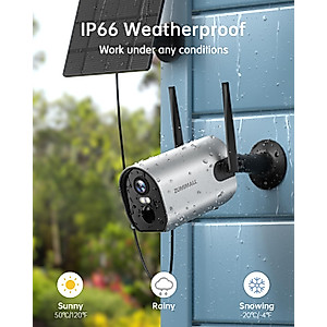 ZUMIMALL Security Cameras Wireless Outdoor - 2K Solar Powered Security Camera with 3MP Color Night Vision, Outdoor WiFi Surveillance Camera /2 Way Talk/PIR Motion Detection/Spotlight/IP66 Waterproof