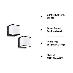 LUTEC 2 Packs TELIN LED Sconces Wall Lighting Indoor Outdoor Wall Light 14.5W Warm White 3000K 1000Lumen with Opal PC Diffuser for Porch, Garage, Garden, Entryway