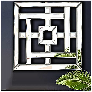 ZOLAPI Square Wall Mirror,Gorgeous Contemporary Decorative Mirror,Silver Mirror Strip Accent Mirror for Bedroom/Bathroom/Living Room(12”x12”)