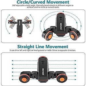 Neewer 3-Wheels Wireless Video Camera Dolly, 3-Speed Motorized Electric Track Rail Slider Dolly Car with Remote Control, Compatible with DSLR Camera, Camcorder, Gopro, iPhone, and Android Smartphone