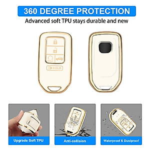 QBUC for Honda Key Fob Cover Case with Keychain for Honda Accord Civic CR-V CRV Pilot Passport Insight EX EX-L 5 Buttons