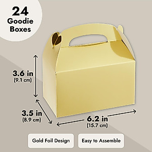 Juvale Gold Gable Boxes for Birthday Treats, Wedding Party Favors (6.2 x 3.6 x 3.4 In, 24 Pack)