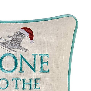 C&F Home Gone to The Beach Love Santa Coastal Holiday Embroidered Saying Cute Christmas Decor Decoration Accent Pillow 10 x 10 Multi