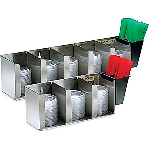 San Jamar Lid Organizer with Adjustable Dividers for Restaurants and Fast Food, Plastic, 14.5 Inches, Silver