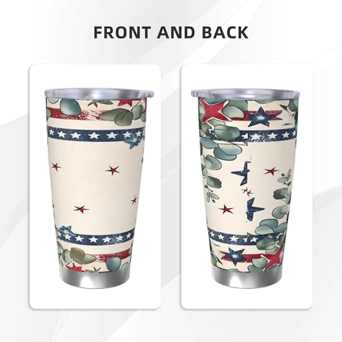 AYCZN Vintage American 20 OZ Tumbler Stainless Steel Travel Coffee Mug, Star Stripes Insulated Water Bottle with Lid and Straws Leakproof Thermal Cup