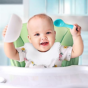 Whaline 5Pcs White Baby Bibs 360 Degree Rotate Newborn Drool Bibs Cotton Infant Bandana Flower Shape Absorbent Saliva Towel for Anti Stain Baby Boys Girls Teething Toddlers