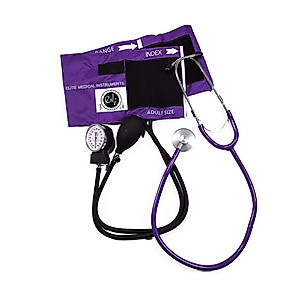 EMI # 300 Deluxe Aneroid Sphygmomanometer Blood Pressure Monitor Set with Adult Cuff and Carrying Case and Includes Basic Stethoscope (Purple)