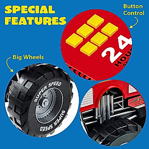 Liberty Imports Motorized Mighty Monster Truck Toy Kids, Electric Motor Vehicle with Big Wheels, Button Action, Sounds and Flashing Lights (Fire Engine)