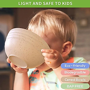 LRUUIDDE Unbreakable Cereal Bowls 24 oz - Reusable Wheat Straw Bowl - Dishwasher -Microwave Safe - Bamboo Kids Bowls Set, Soup Salad Rice Oatmeal Desserts- BPA Free, Eco-Friendly