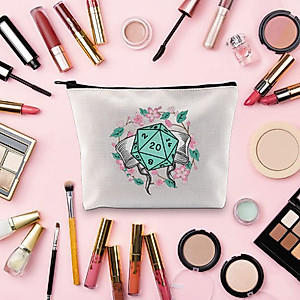 TOBGBE Role Playing Games Quote Gifts Dragon Armies Dice Pouch D&D Accessory Pouch Bag DM Games Makeup Bag TRPG Gift (flowers D&D bag)