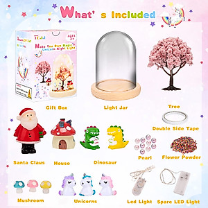 Unicorn Night Light, TCJJ DIY Night Light- Make Your Own Night Light, Unicorn Gifts for Girls, Unicorn Mermaid Hand Craft Terrarium Birthday Gifts Christmas Gifts for Age 4, 5, 6, 7, 8 Years Old Girls