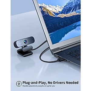 1080P Webcam, Desktop Camera with Dual Microphones, for PC/Mac Book/Laptop. Suitable for Windows, MacOS, NetWare, Linux