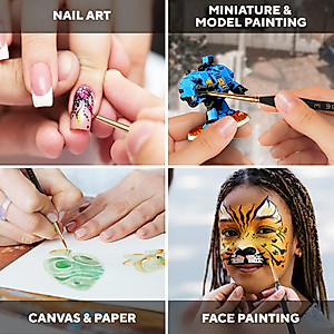 Professional Miniature Paint Brushes - Paint Brush Set of 10 Detail Paint Brushes - for Fine & Art Painting - w/ Comfortable Grip Handles - Perfect for Acrylic, Watercolor, Oil, Models, Warhammer 40k