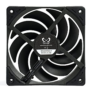 Scythe Wonder Snail 120 PWN - 2400 RPM, 120mm x 25mm Static Pressure Optimized High-Performance Computer Case Fan, Fluid Dynamic Bearing, 4-Pin Connector, Single Pack, Black