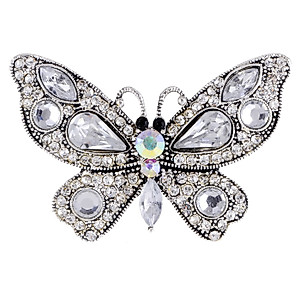 Alilang Czech Clear Crystal Rhinestone Butterfly Birthstone Bridal Wedding Gift Adjustable Ring