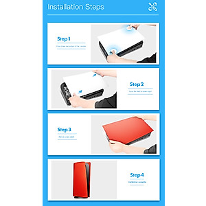 PS5 Console Replacement Shell, Megadream Hard ABS Shockproof Anti-Scratch Dustproof PS5 Console Case Cover Replacement Plate Shell for PS5 Console Disc Edition - Red