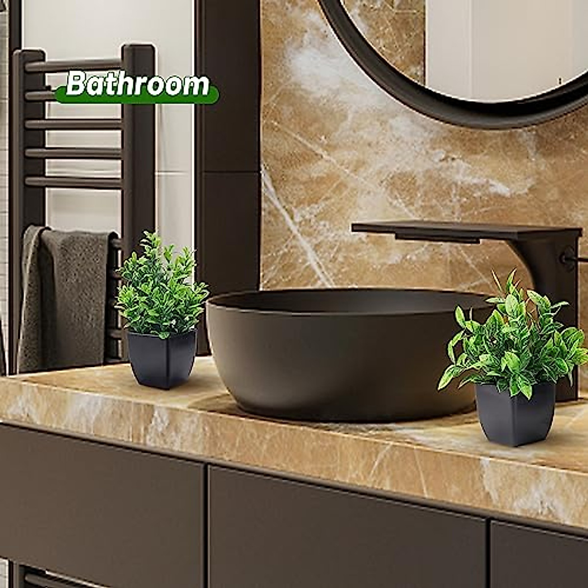 Der Rose Set of 4 Packs Small Fake Plants Mini Artificial Faux Plants Indoor for Bathroom Farmhouse Room Table Decor