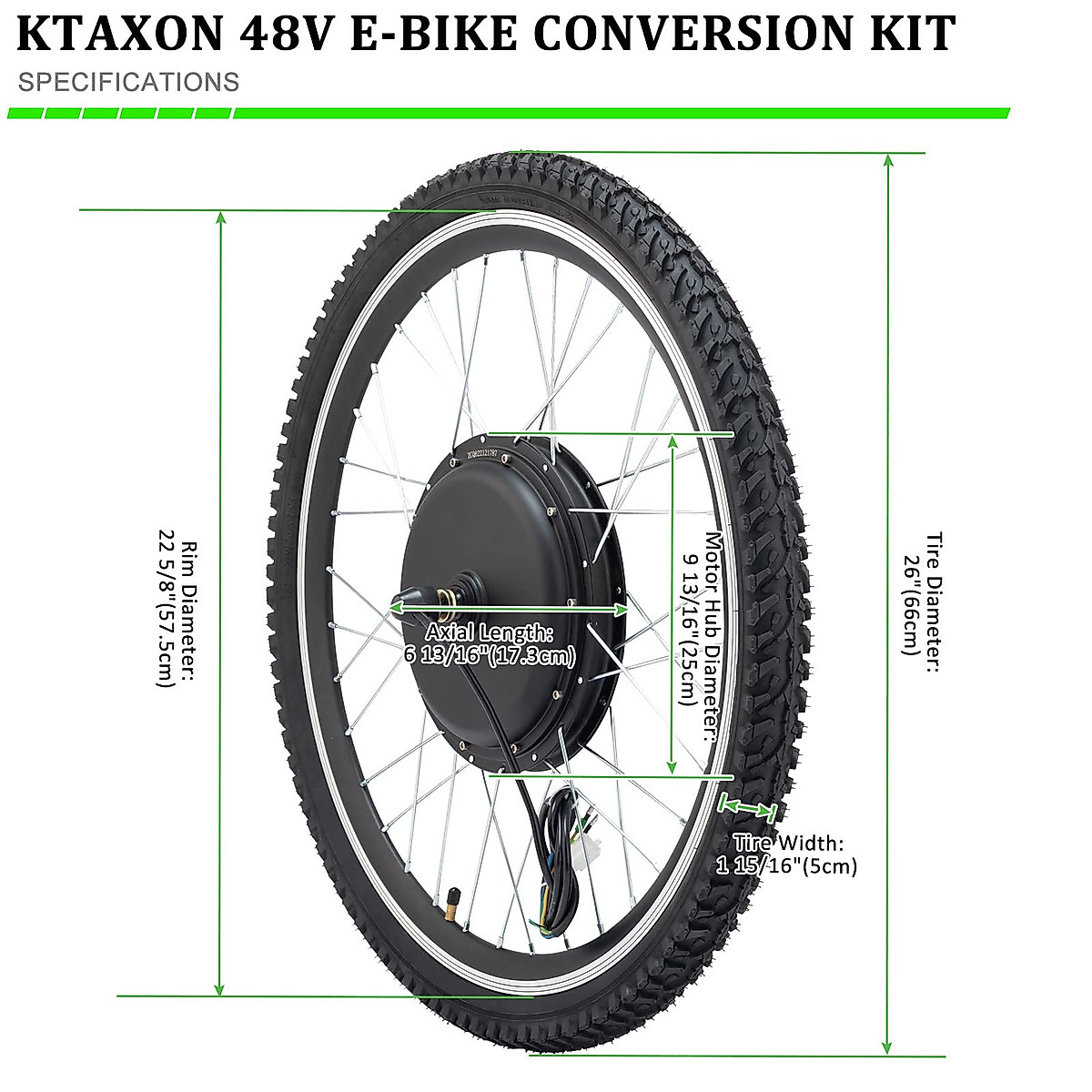 Ktaxon Electric Bike Conversion Kit, 48V 1000W Ebike Conversion Kit, 26" Front/Rear Wheel E-Bike Conversion Kits with PAS, LCD Display, Aluminum Alloy Frame and Gearless Hub Motor (Front Wheel)