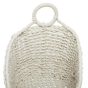 CosmoLiving by Cosmopolitan Cotton Fabric Handmade Decorative and Functional Storage Basket Basket Organizer with Handles, Set of 2 Basket for Storage 16", 18"H, White