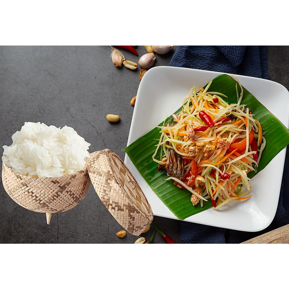 Heavens Tvcz Sticky Rice Cooker Steamer Handmade Natural Thai Bamboo Small Pot Insert Wicker Cooking Glutinous Rice Free Cheesecloth Filter Free, 5.00 x 4.50 x 2.50 inches