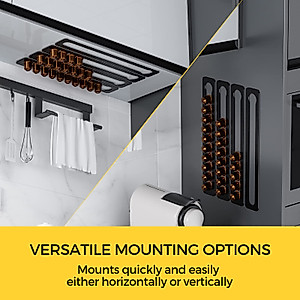 JNIHEEP Coffee Pod Holder Metal Black Adhesive Capsule Holder for Original Line Nespresso Pods,Vertically or Horizontally Mount on Wall or Under Cabinets,15.75" L by 2.38" x 4 Packs Storage Holds 44