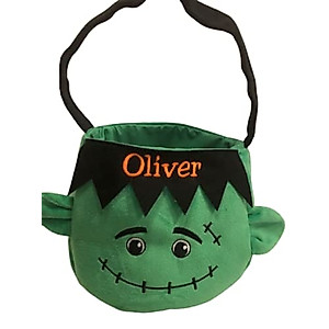Embroidered Personalized Halloween Basket Trick or Treat customized Bucket