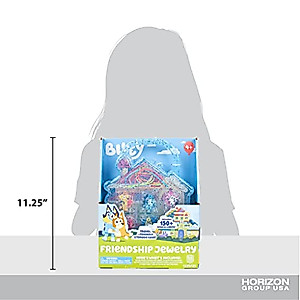 Horizon Group USA Bluey Friendship Jewelry, Create 4 Bluey Charm Bracelets & 2 Bluey Charm Necklaces, Includes 150 Beads & 6 Rubber Charms with Bluey Storage Case, Gifts for Kids Boys Girls
