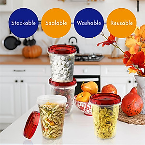 AQUA BLUE Soup Freezer Storage Containers with Twist Top Lids [32 Oz 10 Pack] Reusable Plastic Food Quart Storage Container with Screw On Lids, Leakproof, Stackable, Microwave Safe BPA Free