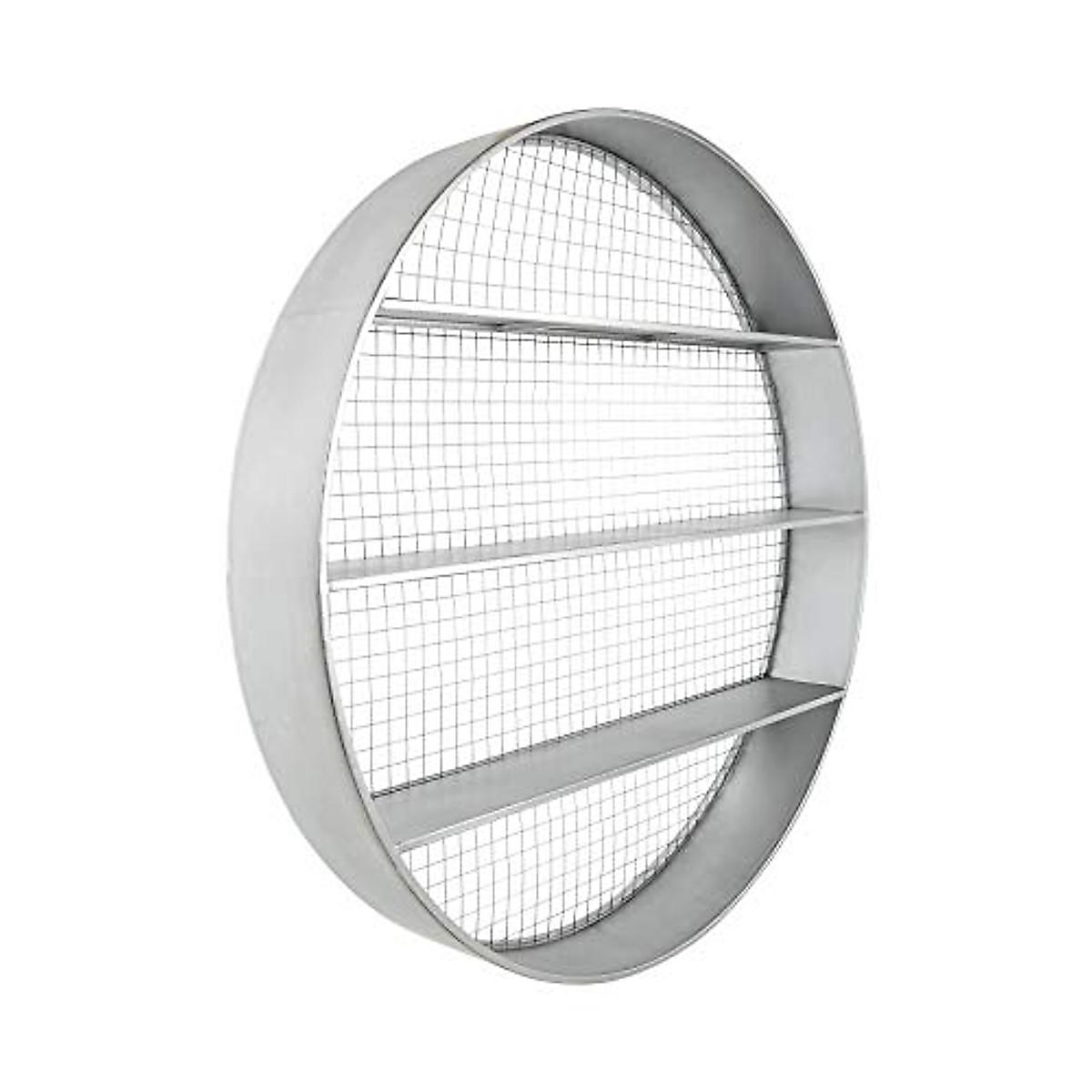 Creative Co-Op Round Metal Décor with 4 Shelves & Wire Back Wall Shelves, Silver