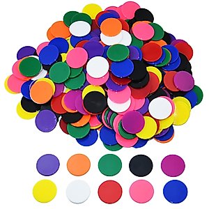 Smartdealspro 300pcs 1 Inch 10 Colors Opaque Plastic Learning Counters Counting Mini Poker Chips Game Tokens (Without Edge)