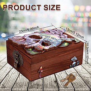 Skull and Nature Hidden Key Wooden Box, Themed Skull Art Hidden Key Box Halloween decryption game props hidden box, Gothic Halloween Horror Props Horror Decoration, Gothic Wooden Keepsake Memory Box