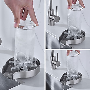 RANDOM Solid Metal Kitchen Sink Glass Rinser,Faucet Glass Rinser for Kitchen Sinks,Bottle Washer,Kitchen Sink Accessories,Stainless Steel,Brush Nickel.