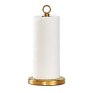 Kingmate Paper Towel Holder Stand, Free Standing Kitchen Roll Holder Countertop, Solid Ring Top, Stainless Steel, One Hand Tearing (Brushed Nickel)