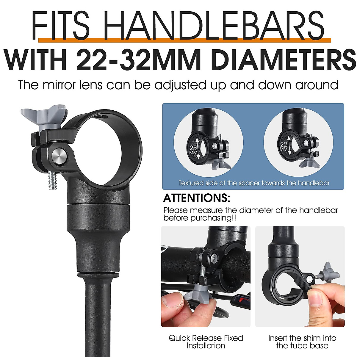 West Biking Bike Mirror Handlebar Mount, Adjustable Rotatable Bicycle Rear View Mirror, Wide Angle Acrylic Convex Safety Mirror for Mountain Road Bike