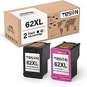TESEN Remanufactured 62XL Ink Cartridge Replacement for HP 62 XL 62XL Use with HP Envy 5643 5660 5664 5665 7640 7643 7644 7645 OfficeJet 5745 5746 8040 200 250 258 Series Printer (2 Pack, Black)