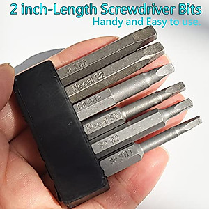 Square Head Screwdriver Bits 6 Sizes SQ1, SQ2, SQ2.7, SQ3, SQ4, SQ5, SKZIRI 6PCS 1/4 Inch Hex Shank Square Screwdriver Tool Set Kits Magnetic Tips For Poket Hole Jig