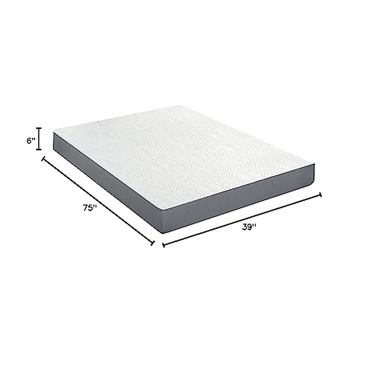 Olee Sleep 6 Inch Ventilated Gel Infused Memory Foam Mattress, CertiPUR-US® Certified, Gray,Twin
