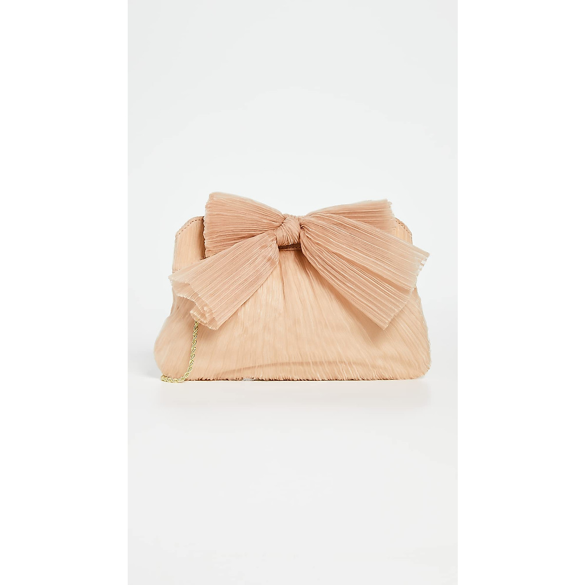 Loeffler Randall Women's Rayne Pleated Frame Clutch with Bow, Beauty, Pink, Tan, Small