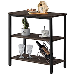 WEENFON End Table, 3-Tier Side Table, Nightstand with Storage Shelves, Industrial Tall Side Table for Small Spaces, Living Room, Bedroom,Dinning Room, Dark Brown