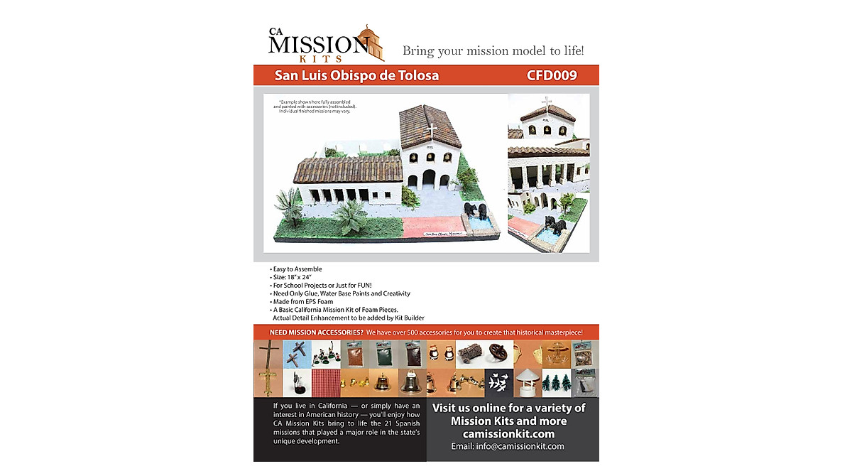California Mission Model Kit San Luis Obispo for Educational Projects