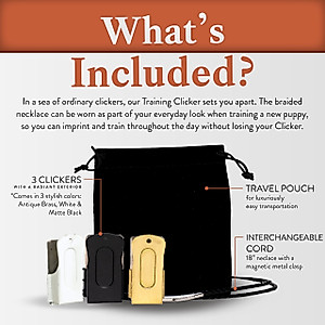 Devault Gear 3-Pack Dog Clicker (Silver, Gold, Black) - Clickers for Pet Training – Easy-to-Carry Dog Training & Behavior Aids - Teach Your Dog Tricks or Reward His Behavior