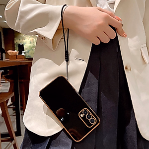 for OnePlus Nord N200 5G Case, N200 Phone Case for Women Electroplating Cute Luxury Bling Aesthetic Trendy Pretty, Full Camera Soft TPU Protection Shockproof Cover for OnePlus Nord N200 5G (Black)