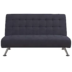 DHP Mabel Tufted Kids Sleeper Sofa in Dark Blue and Chrome