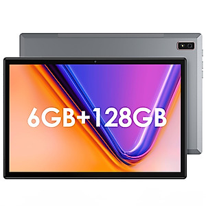 Android Tablet 10 Inch, 6GB RAM 128GB Storage, 1.8Ghz 8-core, Kids Space, 300Nits Brightness 1080P FHD Display, 7000mAh, 2.4G+5G WiFi, Gyroscope, GPS, Metal Body, PlimPad P60 Space Gray